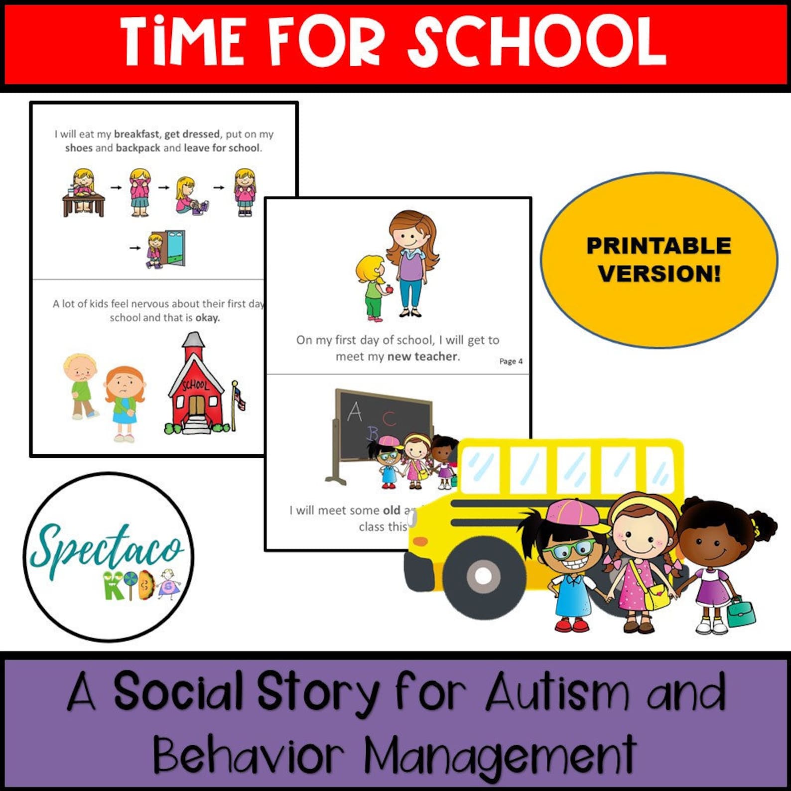 Autism Back to School Social Story, Behavior Management (digital ...