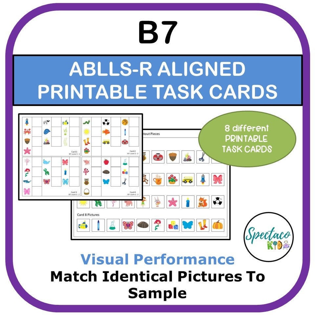 ABLLS-R Aligned B7 Fluent Matching Task Cards, Identical Pictures to ...