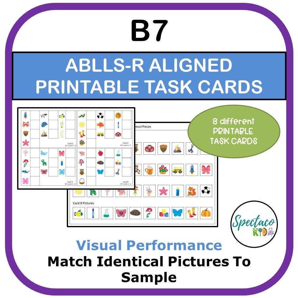ABLLS-R Aligned B7 Fluent Matching Task Cards, Identical Pictures to ...