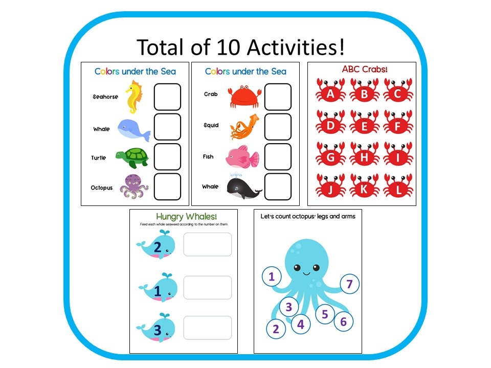 Sea Animal Printable Toddler Busy Book Sorting and Matching Learning ...