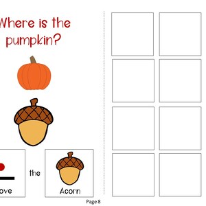 Prepositions Fall Theme PRINTABLE ADAPTED INTERACTIVE Book for Speech ...