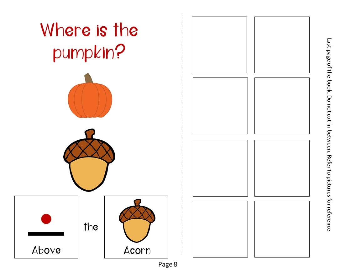 Prepositions Fall Theme PRINTABLE ADAPTED INTERACTIVE Book for Speech ...