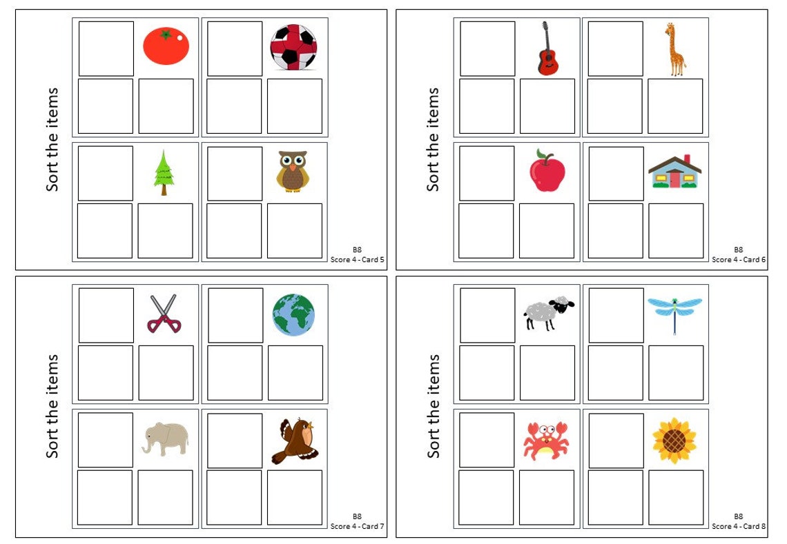 ABLLS-R Aligned B8 Sort Non Identical Items Task Cards, Pictures to ...