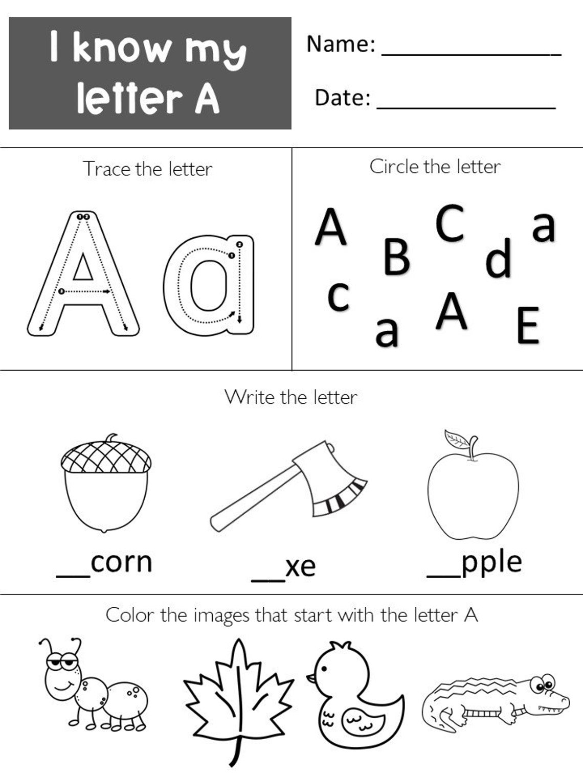 A to Z Printable Alphabet Worksheets Kindergarten, Toddlers, Preschool ...