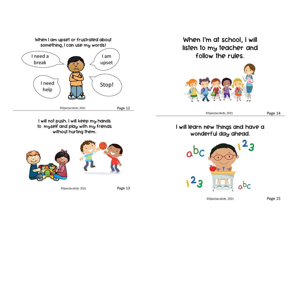 Social Story for Autism and Behavior Management, No Pushing, No Hitting ...