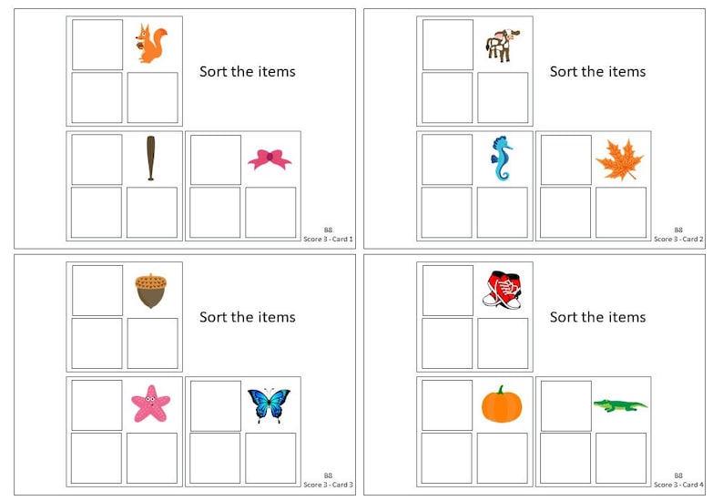 ABLLS-R Aligned B8 Sort Non Identical Items Task Cards, Pictures to ...