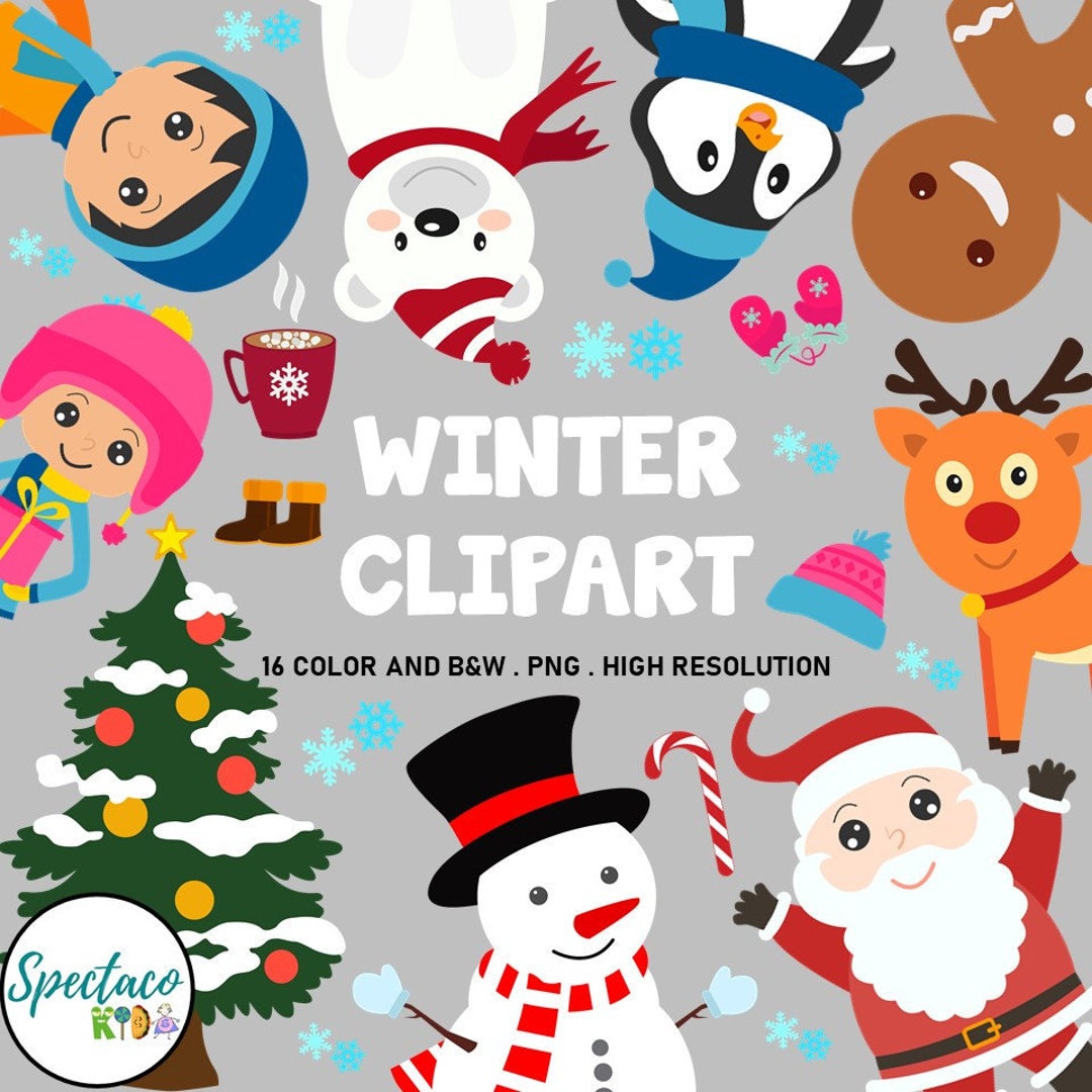 Winter Clipart, December, Christmas , Santa Clause, Holidays, Snowman ...