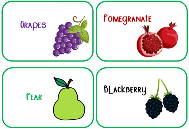 Fruits Vocabulary Flash Cards DIGITAL DOWNLOAD | Etsy