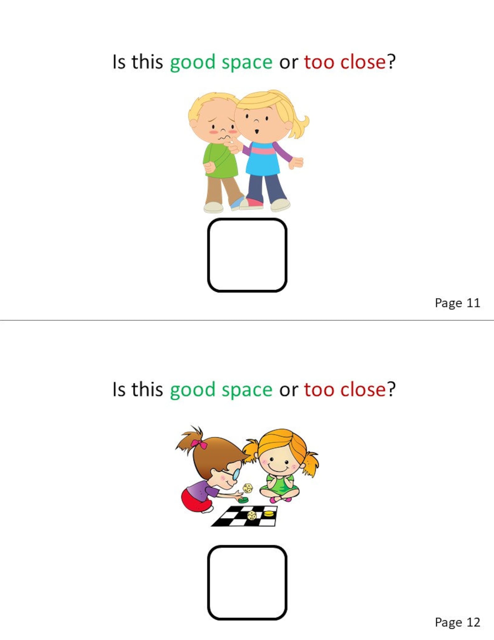 Personal Space Social Story for AUTISM, Behavior Management, Printable ...