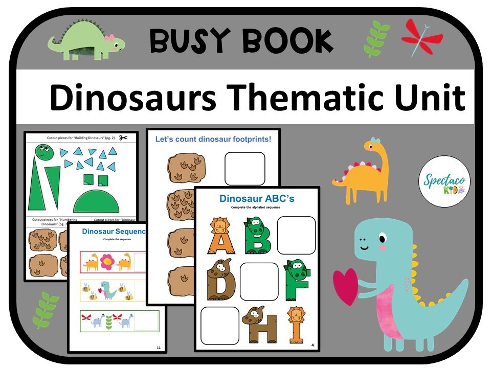 Dinosaur Printable Toddler Busy Book Sorting and Matching Learning ...