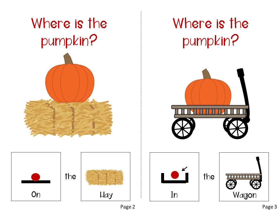 Prepositions Fall Theme PRINTABLE ADAPTED INTERACTIVE Book for Speech ...