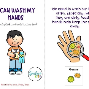 I Can Wash My Hands! PRINTABLE ADAPTED INTERACTIVE Book for Speech ...