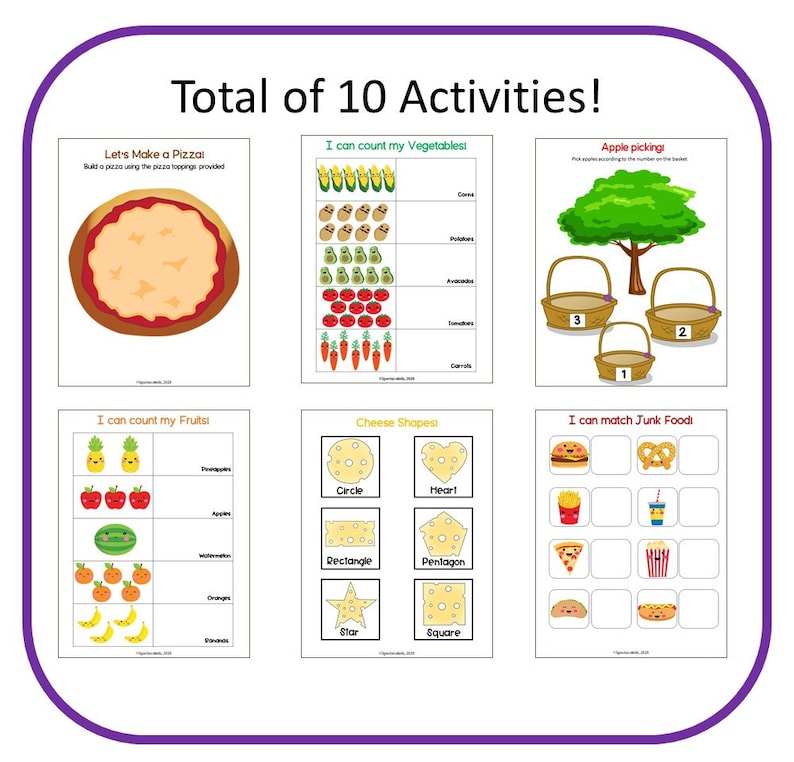 Food Printable Toddler Busy Book Sorting and Matching Learning Binder ...