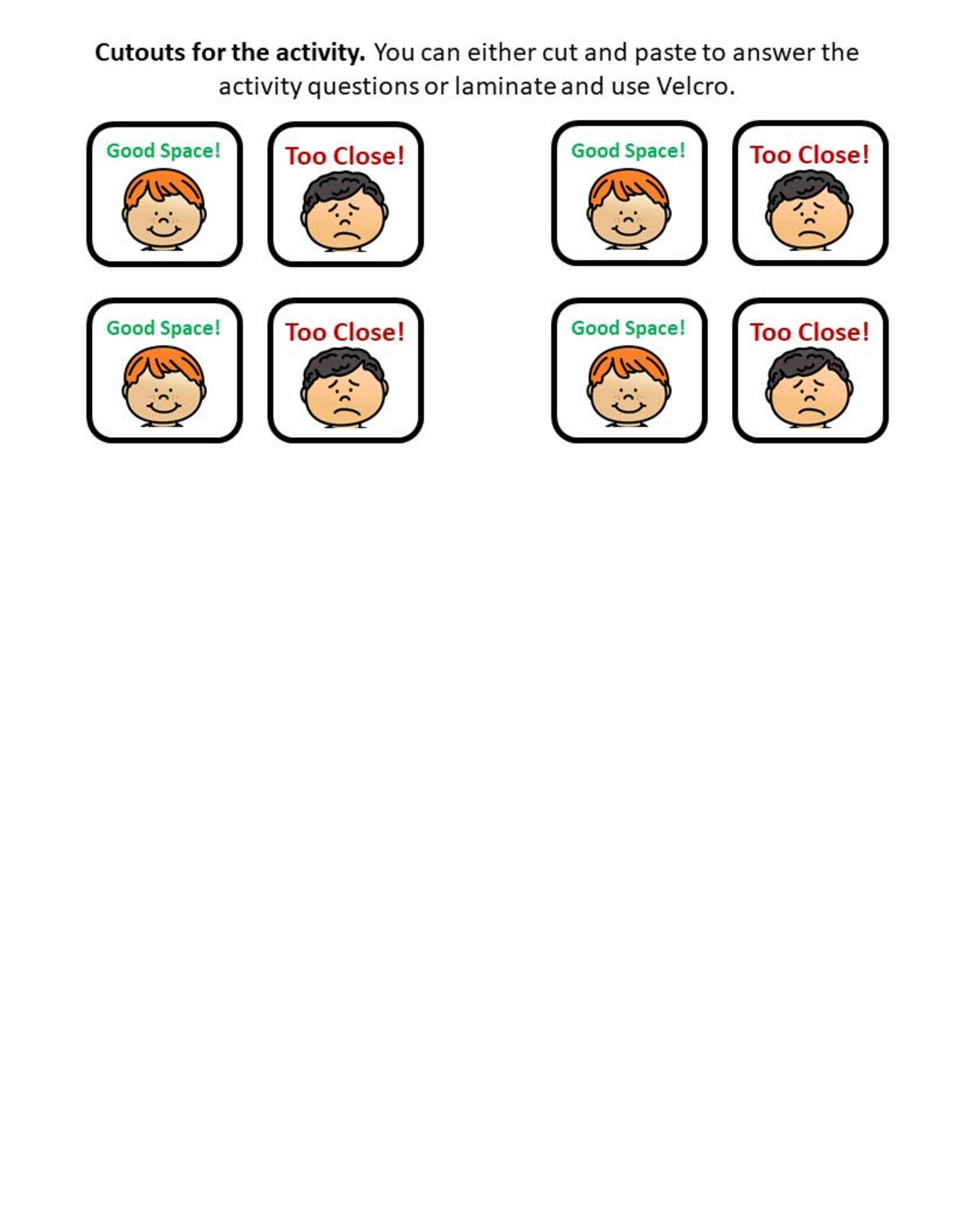 Personal Space Social Story for AUTISM, Behavior Management, Printable ...