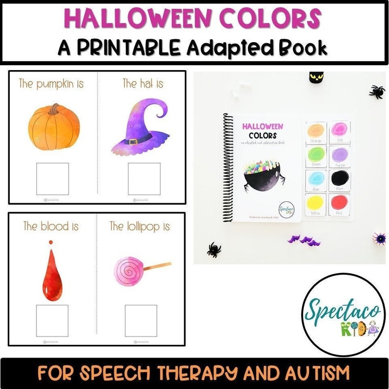 Halloween Colours PRINTABLE ADAPTED INTERACTIVE Book for Speech Therapy ...