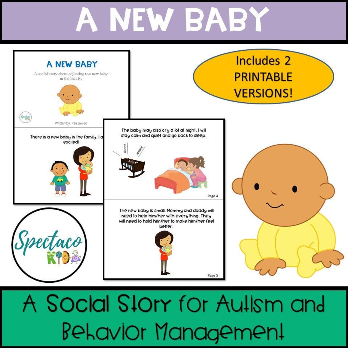 New Baby, A Social Story for Autism and Behavior Management DIGITAL ...