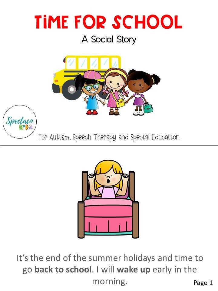 SOCIAL STORY for Autism and Behavior Management, Time for School ...