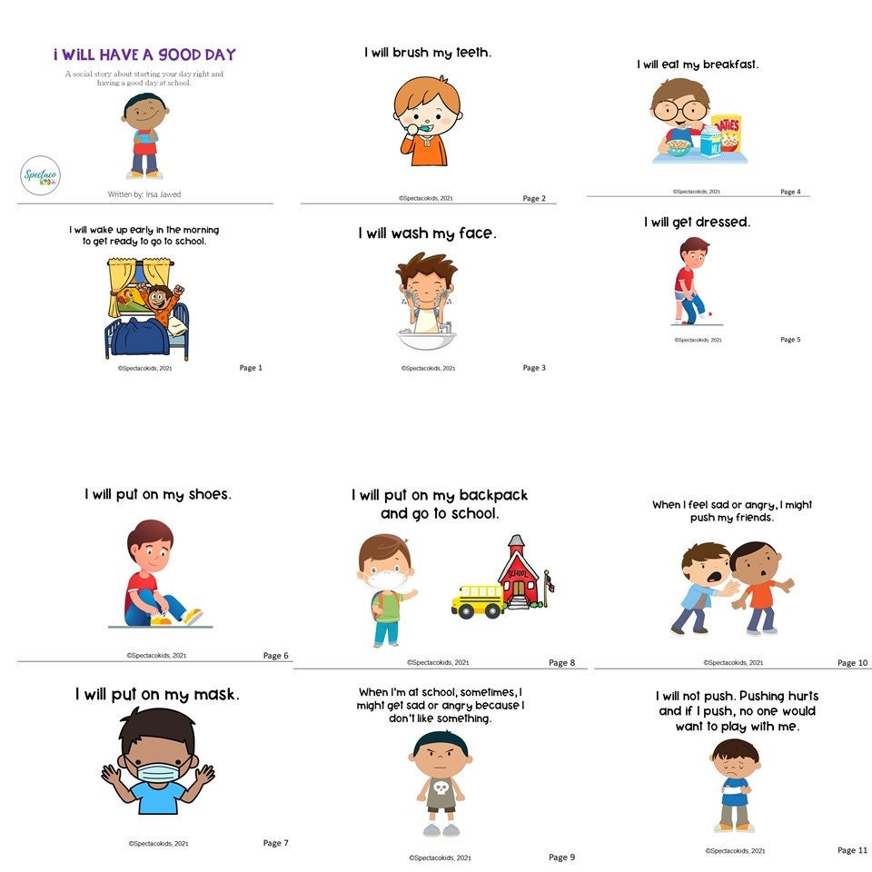 Social Story for Autism and Behavior Management, No Pushing, No Hitting ...