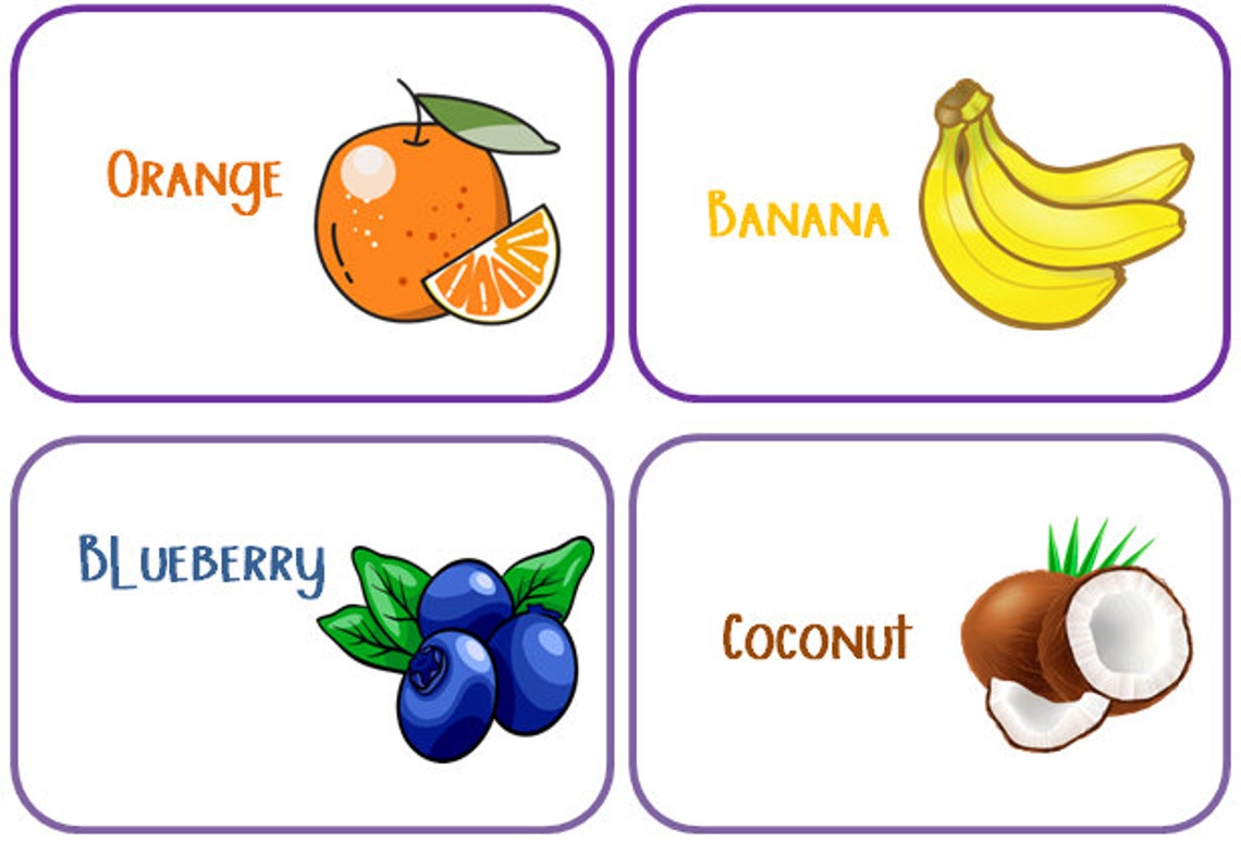 Fruits Vocabulary Flash Cards DIGITAL DOWNLOAD - Etsy