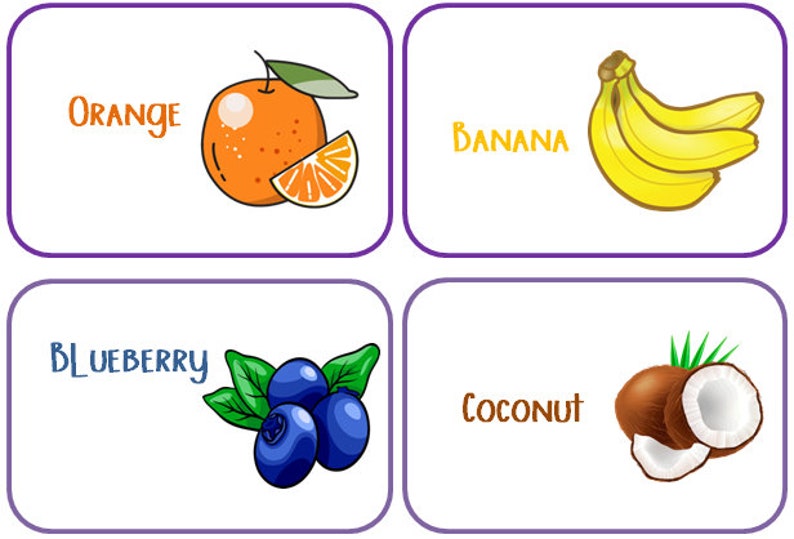 Fruits Vocabulary Flash Cards DIGITAL DOWNLOAD | Etsy