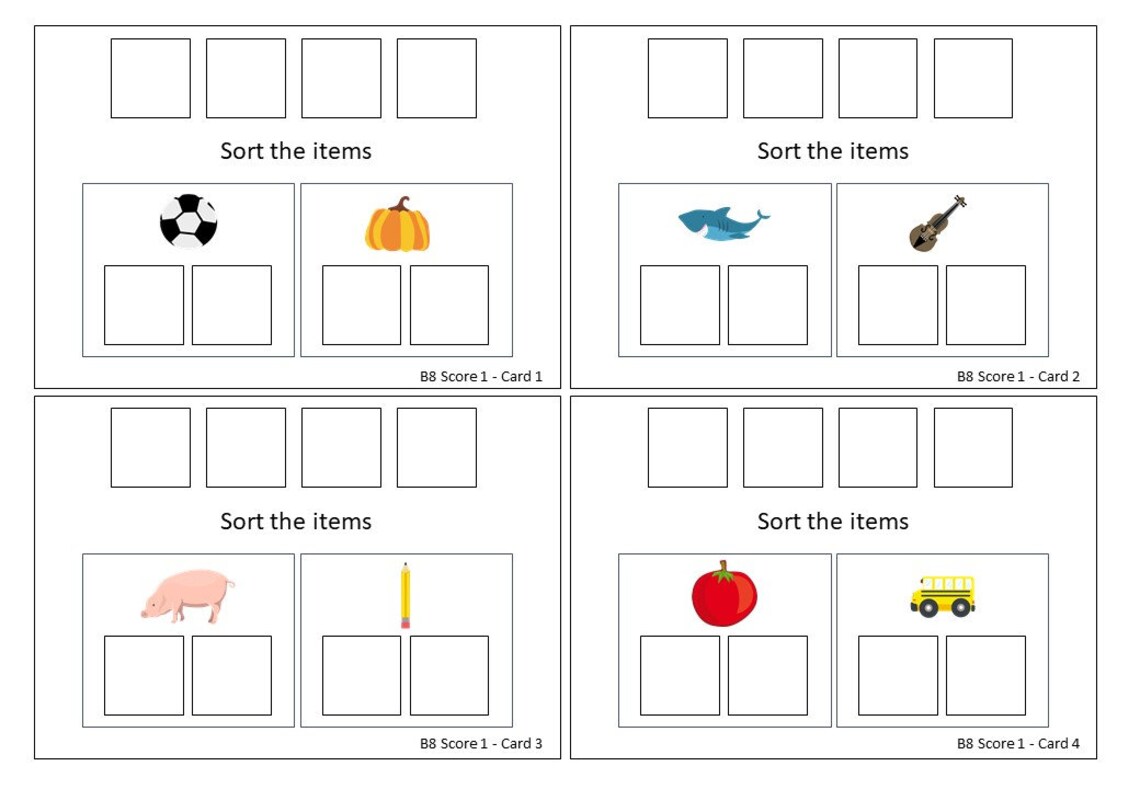 ABLLS-R Aligned B8 Sort Non Identical Items Task Cards, Pictures to ...