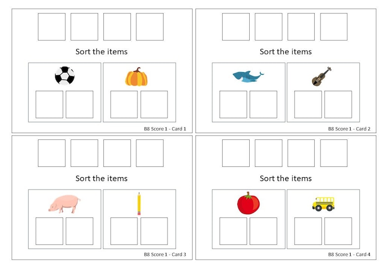 ABLLS-R Aligned B8 Sort Non Identical Items Task Cards, Pictures to ...
