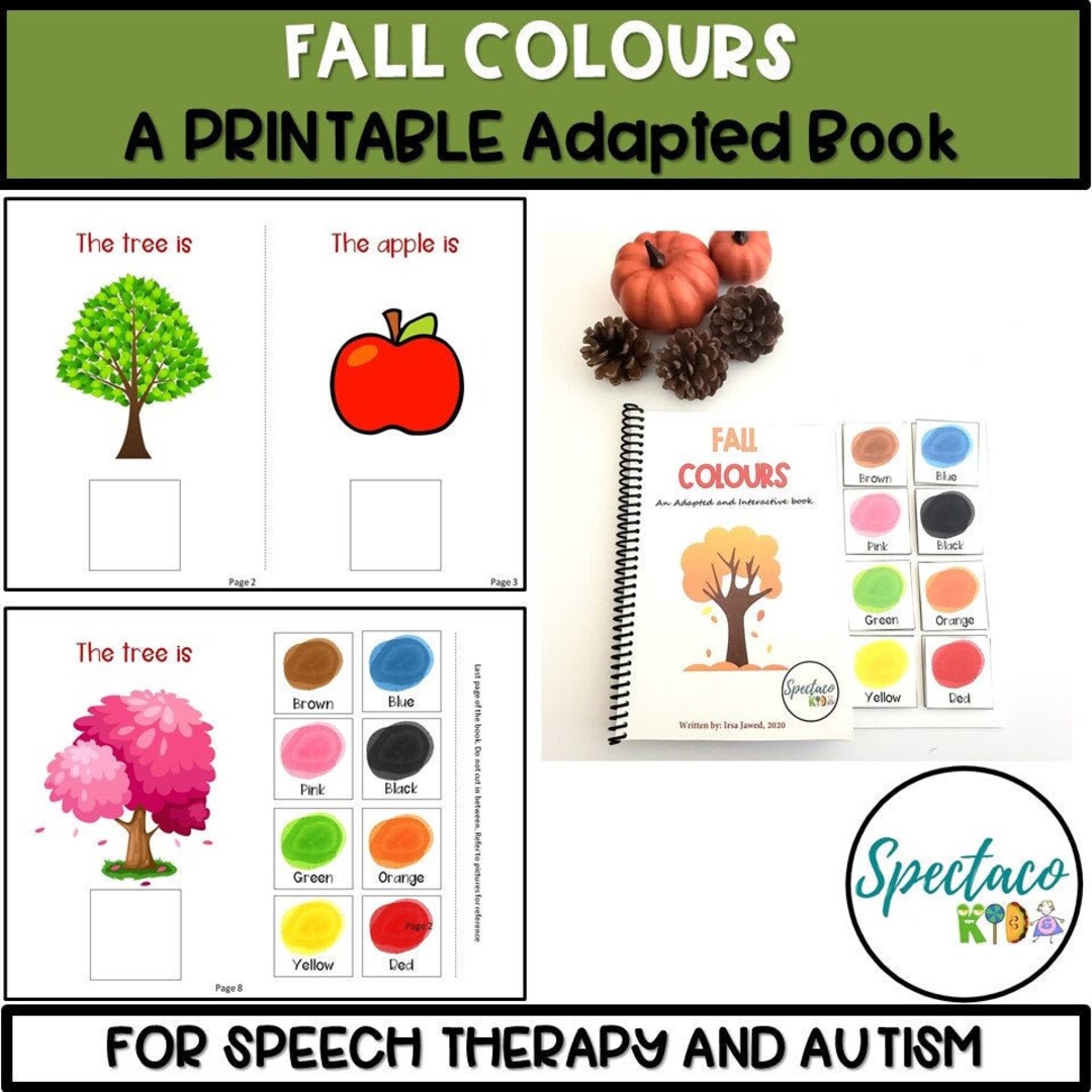 Fall Colors PRINTABLE ADAPTED INTERACTIVE Book for Speech Therapy ...