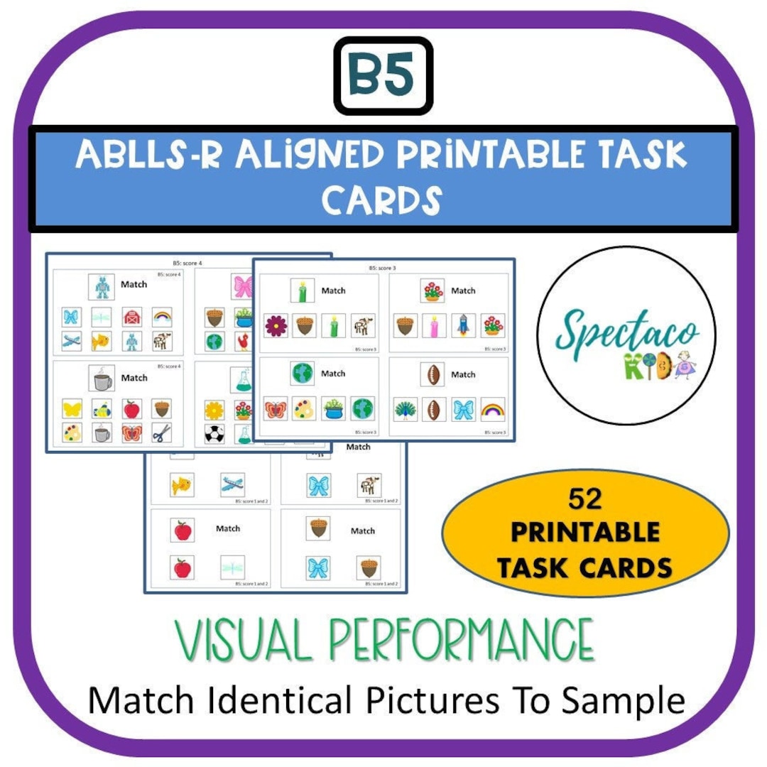 ABLLS-R Aligned B5 Matching Task Cards, Identical Pictures to Sample ...