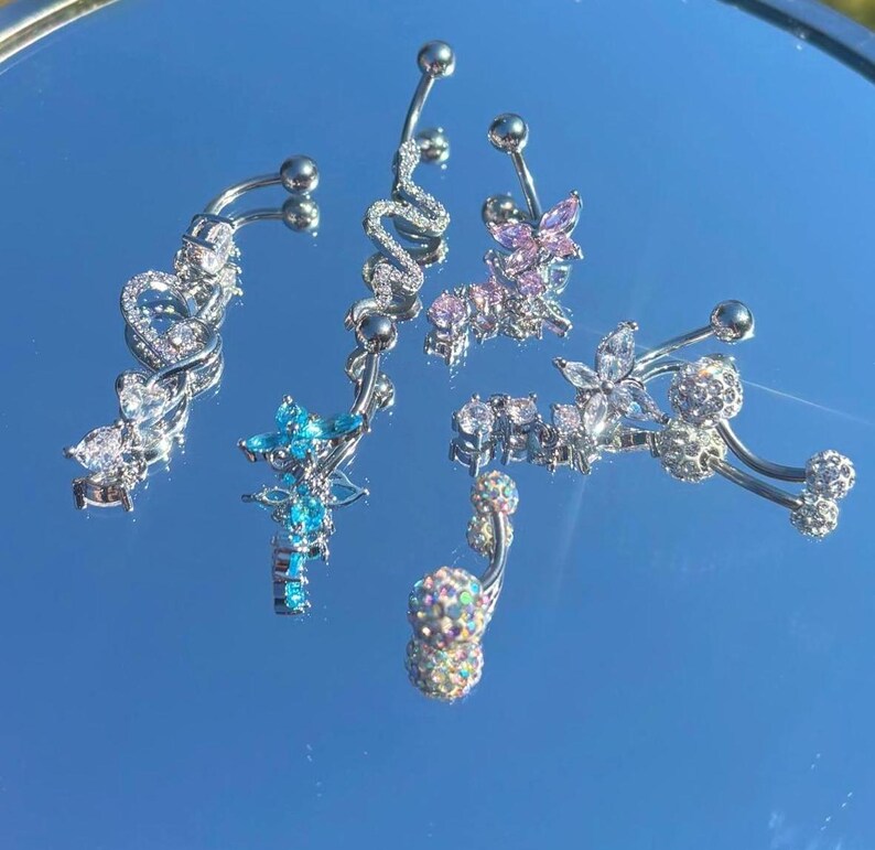 Sparkly Y2K Belly Ring - 2000s Body Jewelry - Cute Navel Belly Ring - Etsy