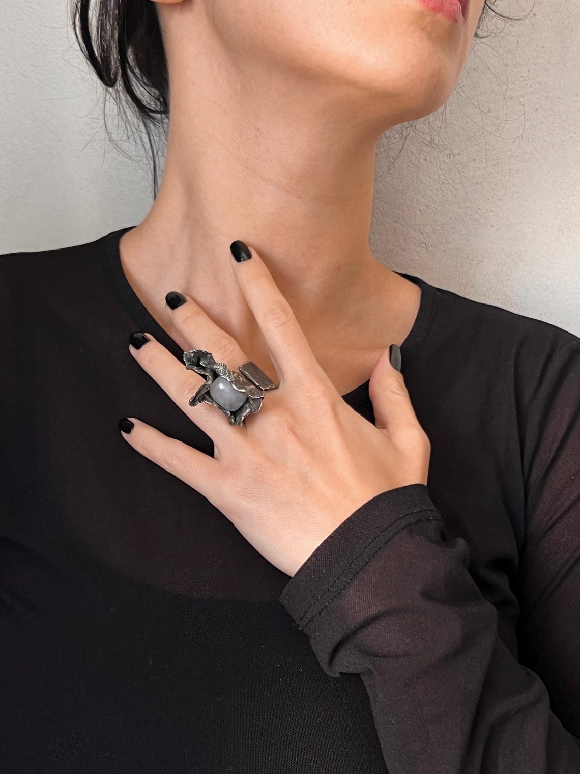 Rose Quartz Ring - Oxidized Sterling Silver, Artisan Jewelry - Etsy