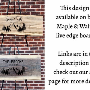 Mountain Design Maple Live Edge Wedding Guest Book/ Alternative Guest ...