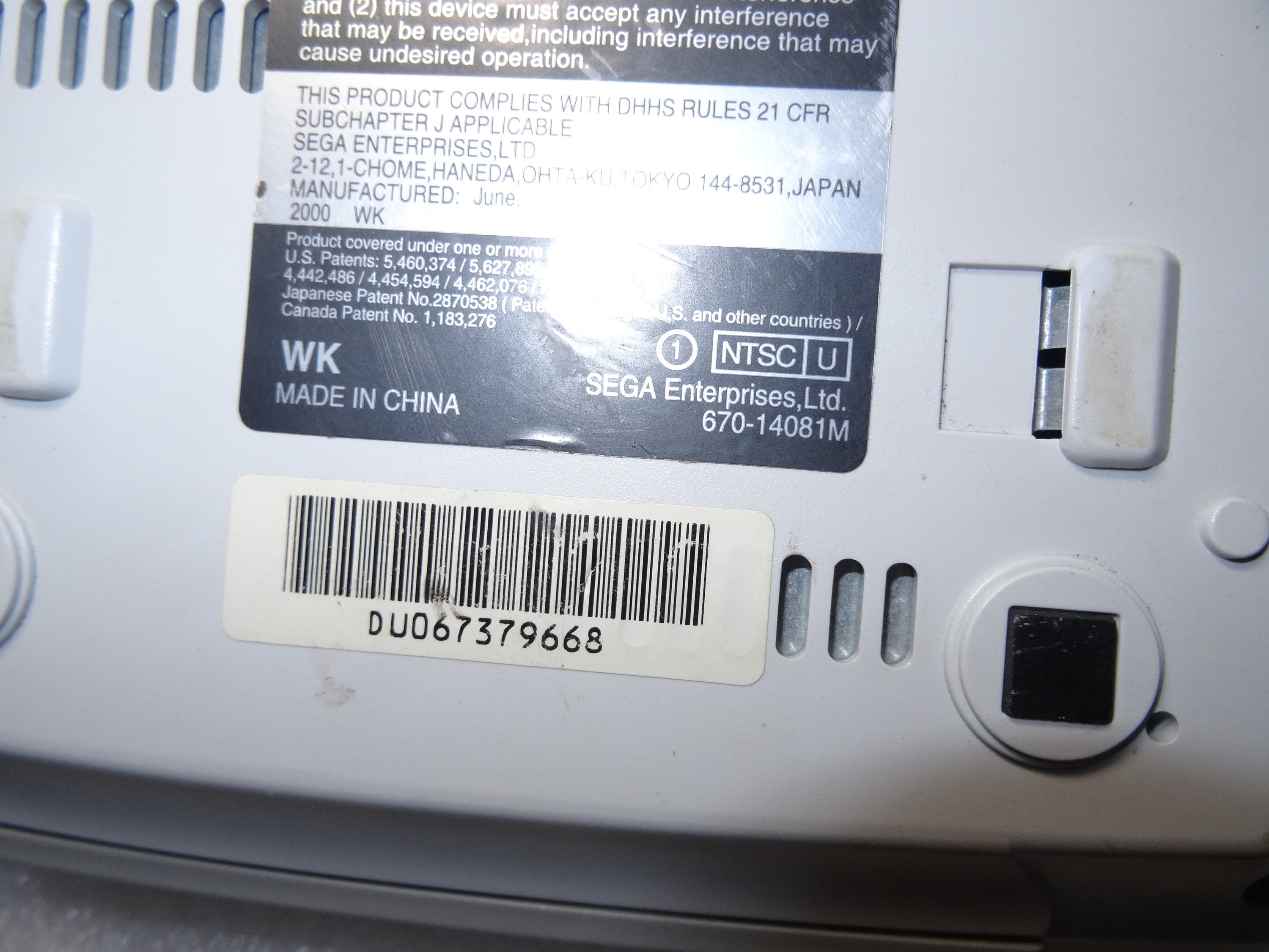 SEGA Dreamcast Model 1 Labeled Just OK Cosmetic Bottom W/plates & Port ...