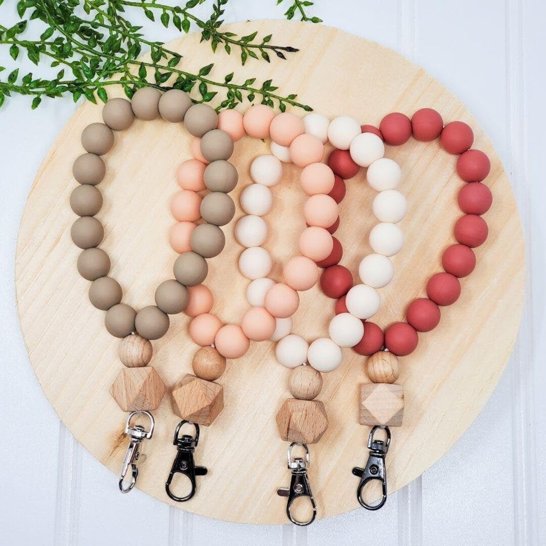 Boho Wristlet Keychain, Beaded Keychain Bracelet for Women, Cute Beaded ...