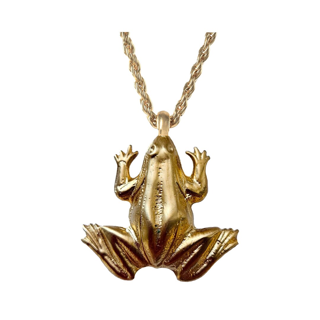 Gold-plate 18" Pre-columbian Frog Necklace, Delicately Packaged in a ...