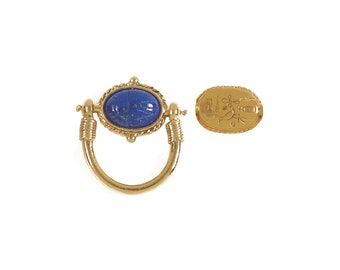 Egyptian Lapis Scarab Ring - Etsy