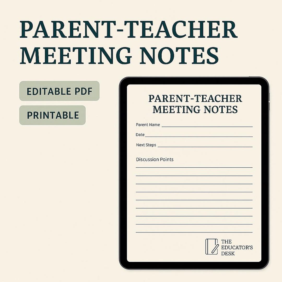 Parent-teacher Meeting Notes Template | Printable Editable PDF | School ...