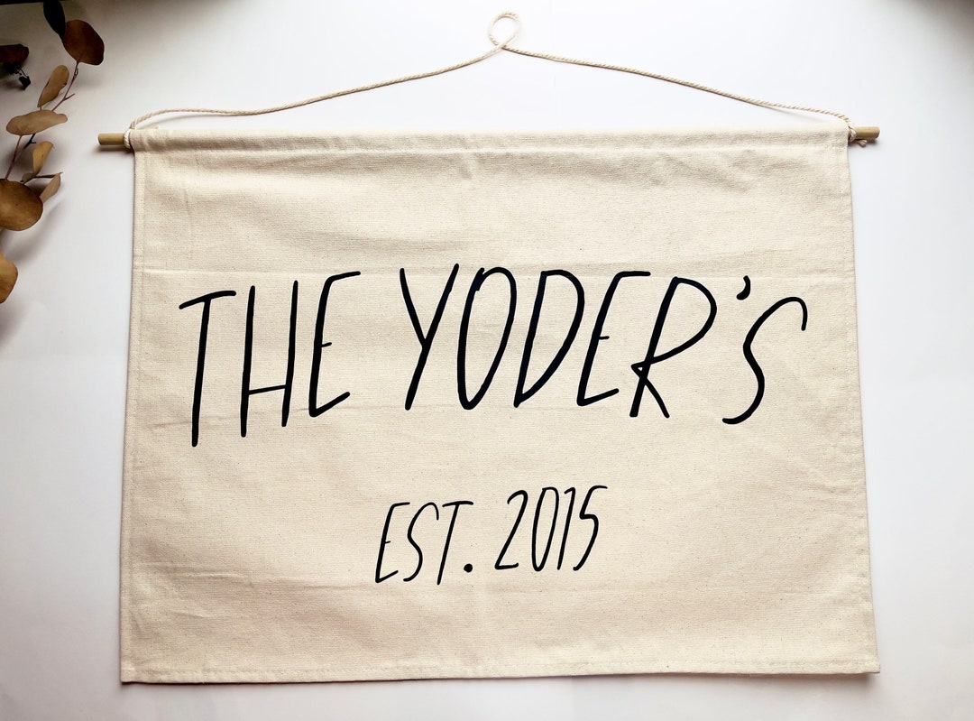 Custom Wedding Canvas Flag, Personalized Modern Font, Custom Boho ...