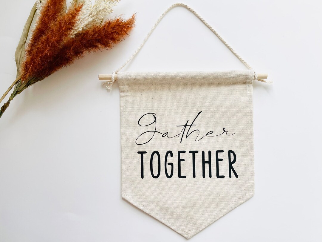 Gather Together Canvas Banner, Fall Canvas Banner, Thanks Pennant ...