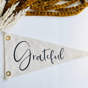 Thankful, Grateful, Blessed Canvas Pennant, Fall Canvas Banner, Thanks ...