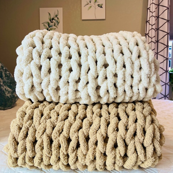 Hand Knit Throw - Etsy