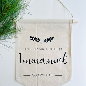 Immanuel Canvas Christmas Banner, Minimalist Bible Verse Wall Flag - Etsy