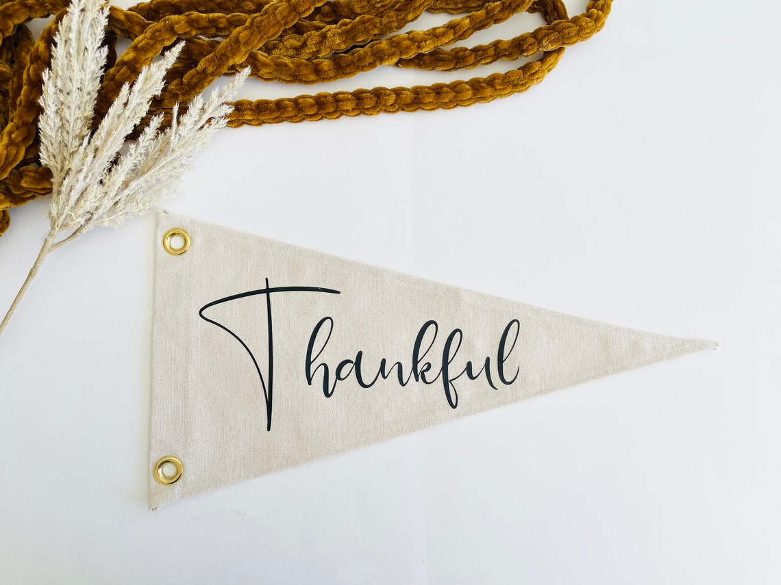 Thankful Grateful Blessed Canvas Pennant Fall Canvas - Etsy