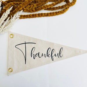 Thankful, Grateful, Blessed Canvas Pennant, Fall Canvas Banner, Thanks ...