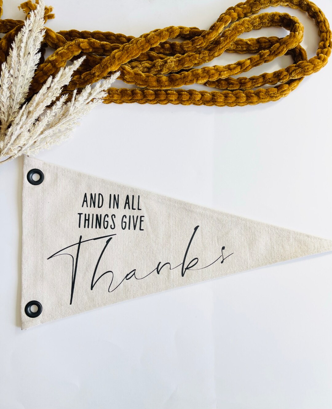 And in All Things Give Thanks Canvas Pennant, Fall Canvas Banner ...