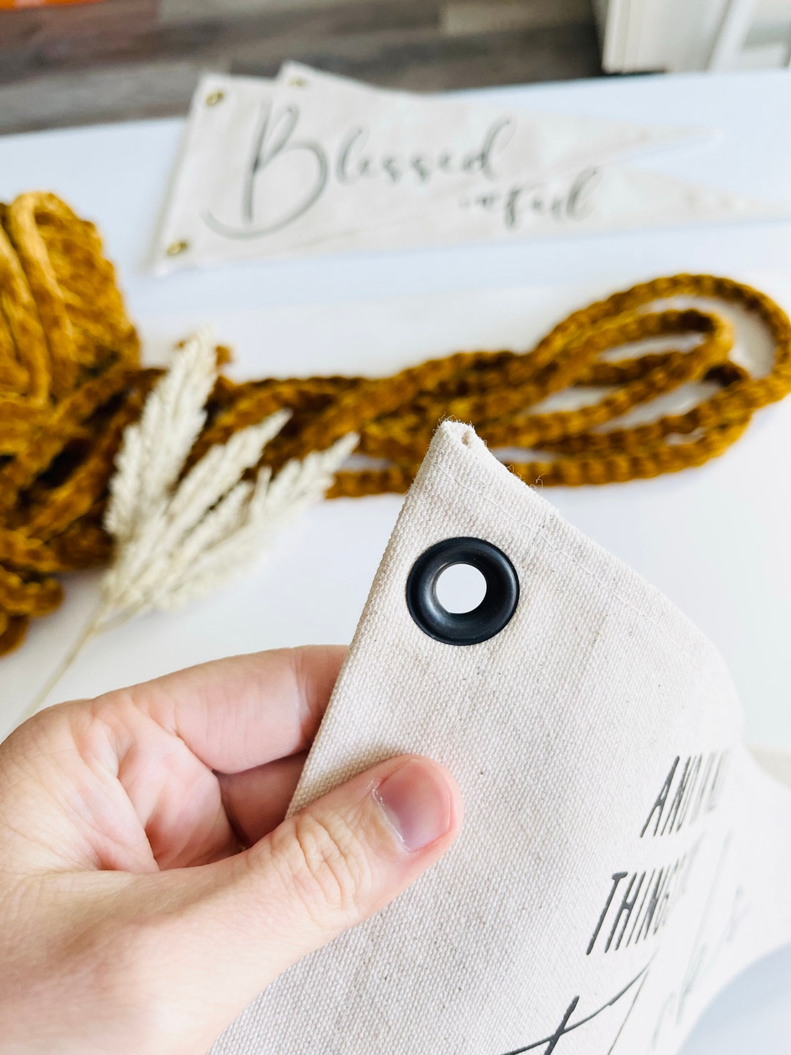 Thankful Grateful Blessed Canvas Pennant Fall Canvas - Etsy