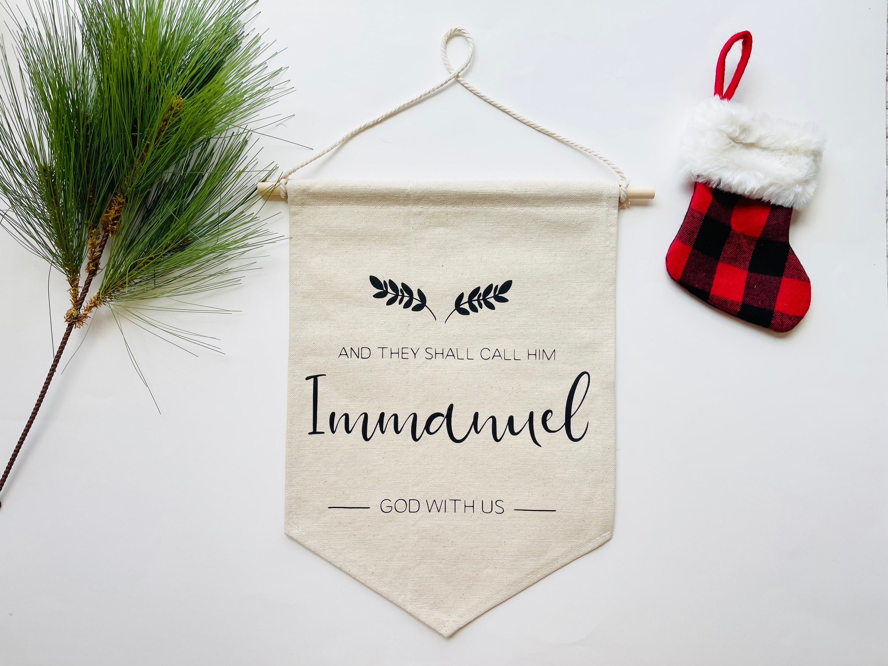 Immanuel God With Us Canvas Banner, Christmas Wall Flag, Minimalist ...