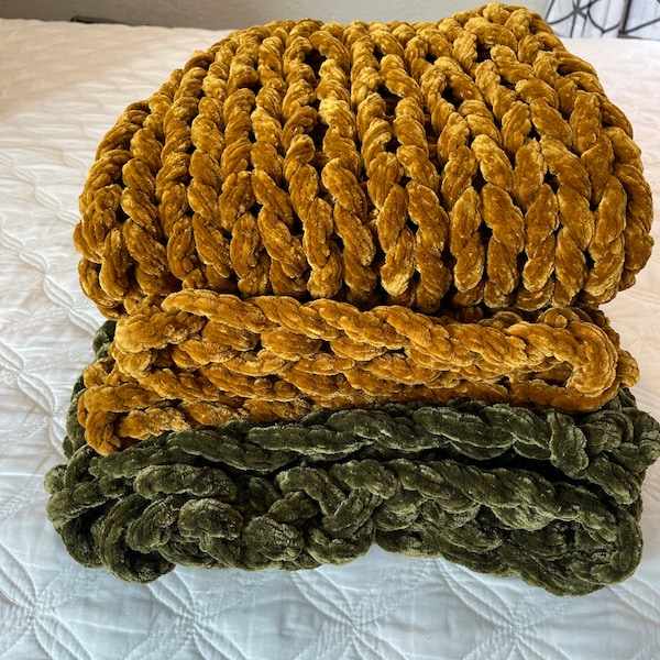 Hand Knit Throw - Etsy