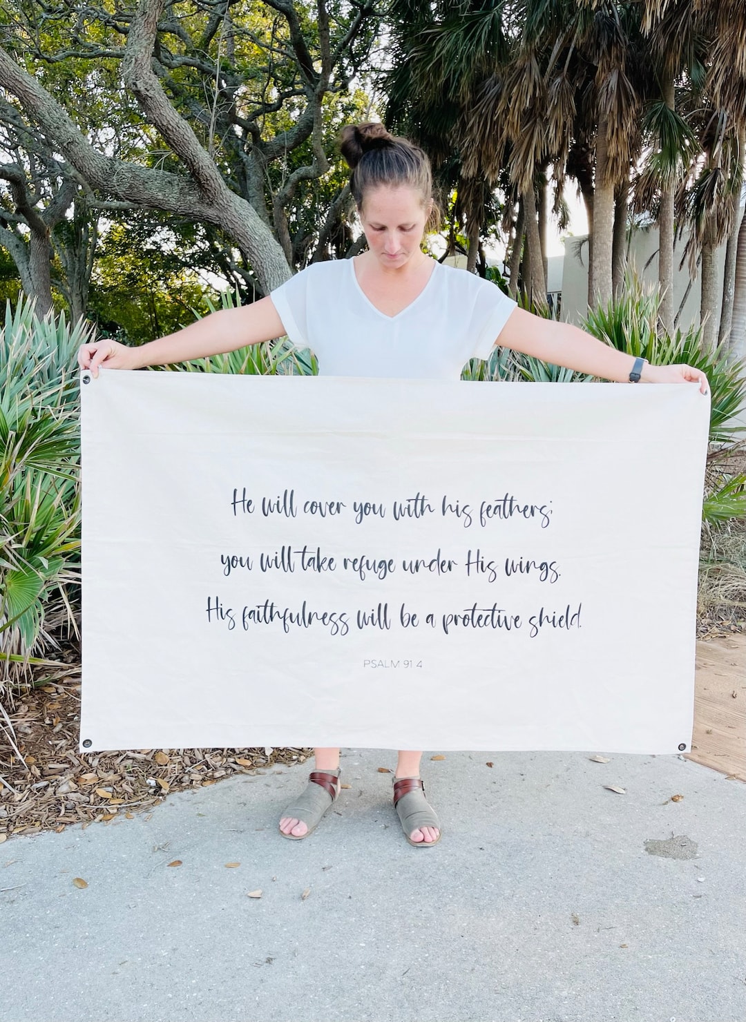 Psalms 91:4 He Will Cover You - Canvas Banner Flag, Banner Flag, Boho ...