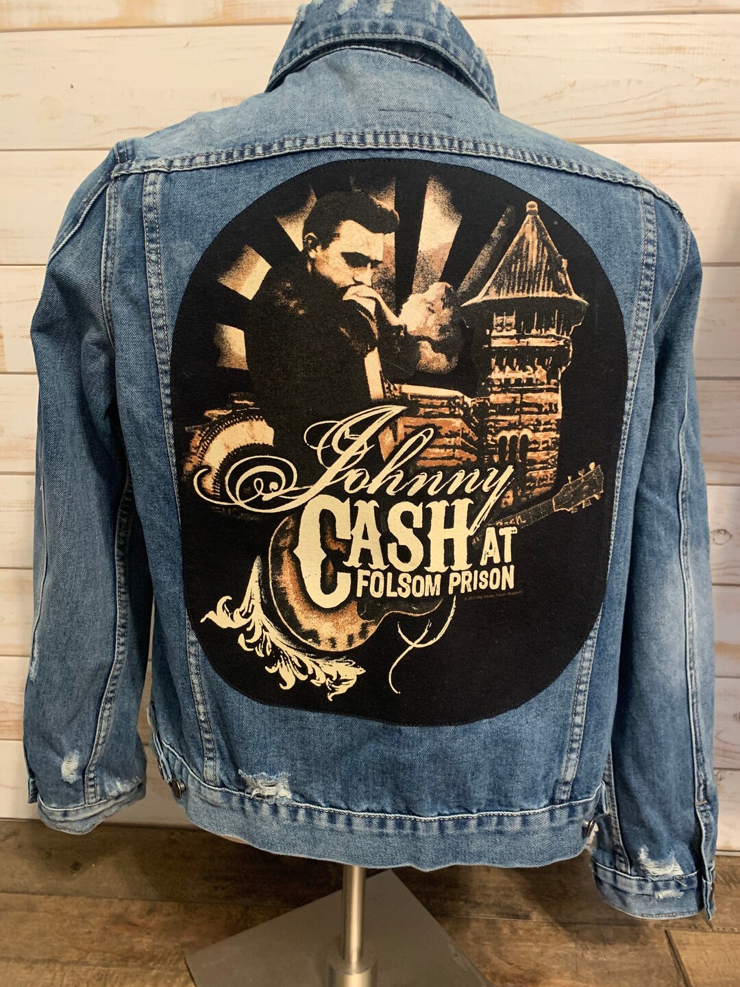 One of a Kind Repurpose Denim Jacket With Johnny Cash Concert T-shirt ...