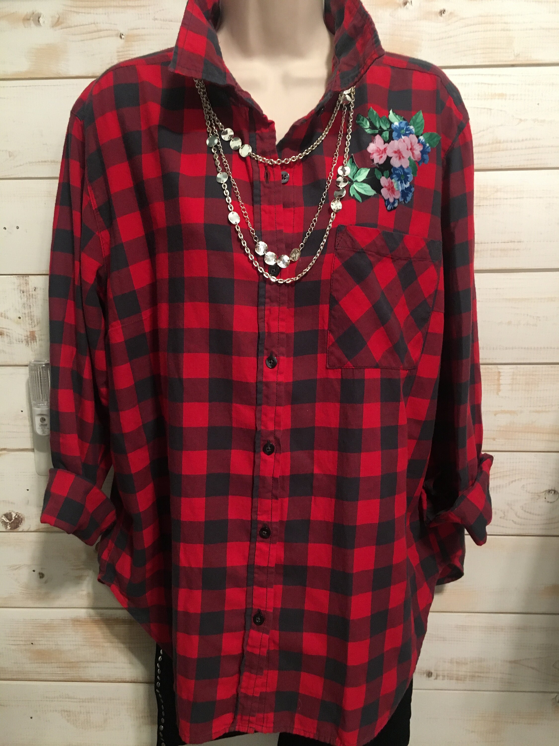 Women's-upcycled-flannel-shirt-graphics-x Large - Etsy